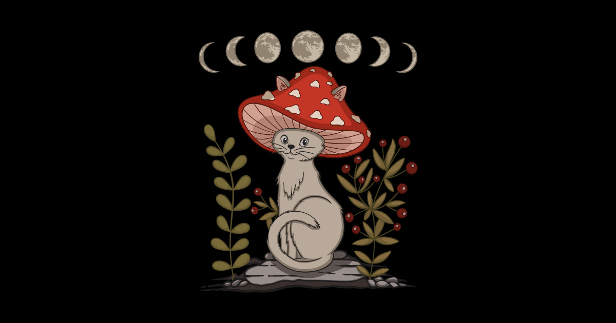Cottagecore Aesthetic Cat With Mushroom Hat - Cottagecore Aesthetic ...
