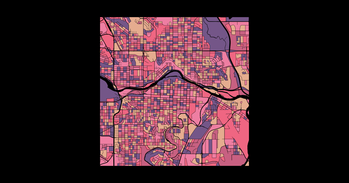 Calgary Map Pattern in Purple & Pink - Calgary Map - Sticker | TeePublic