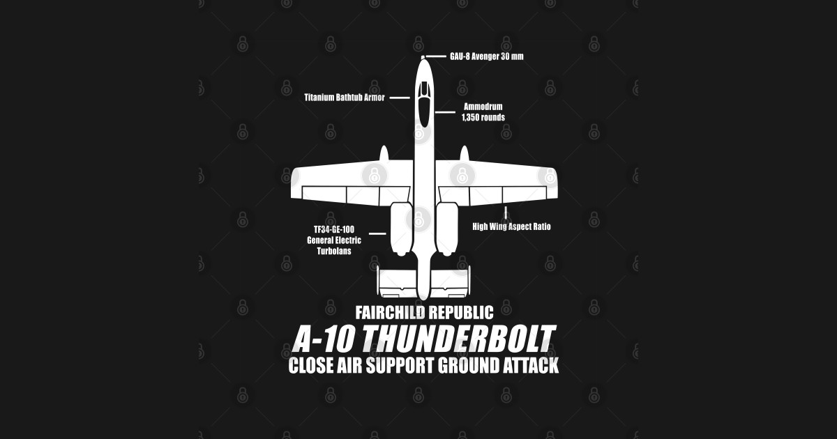 A-10 Thunderbolt II Warthog Fighter Jet Art - A10 Warthog - T-Shirt ...