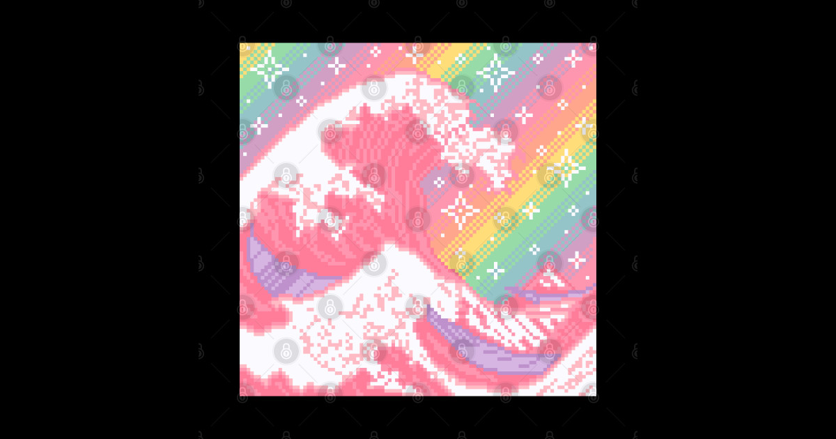 Great Wave Pixel Art - Great Wave - Sticker | TeePublic