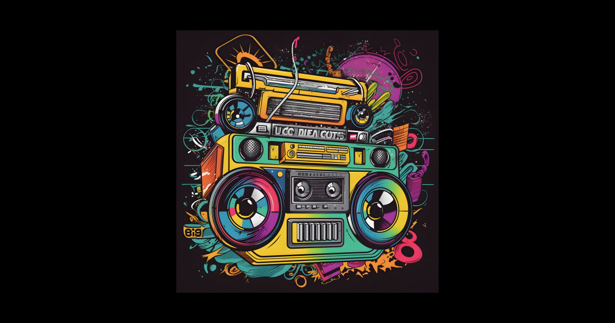 Ghetto Blaster Boom Box 80s Hip-Hop Stereo - Boombox - Sticker | TeePublic