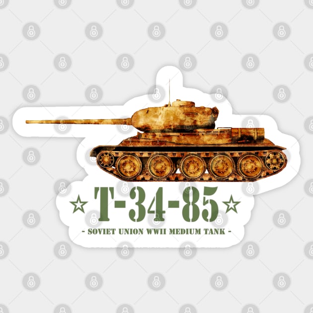 T-34-85 World War Two Soviet T-34 Medium Tank WWII - T 34 - Sticker ...