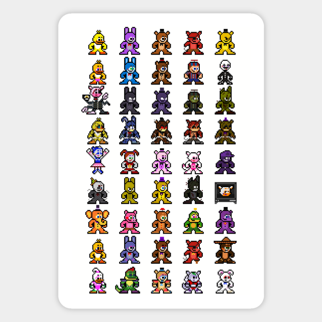 World of FNAF 8bit Pixel Art - Fnaf - Magnet | TeePublic