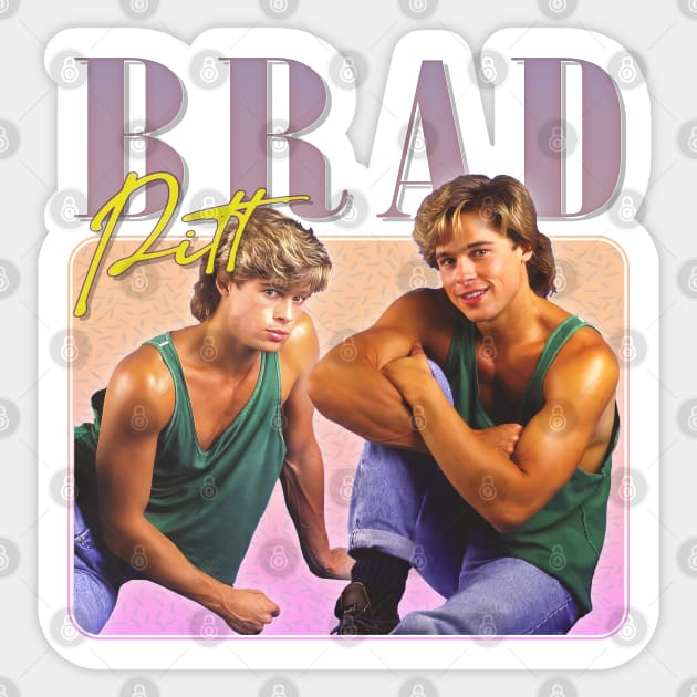 Brad Pitt - 90s Style Aesthetic Fan Art Design - Brad Pitt - Sticker ...