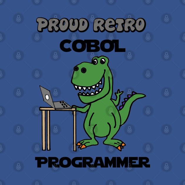Cute T-rex Dinosaur Cobol Programmer Retro Cartoon - Programming - T ...