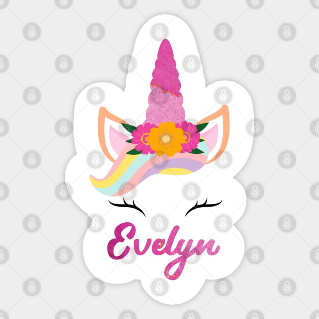 Name evelyn unicorn lover - Name Evelyn - Sticker | TeePublic