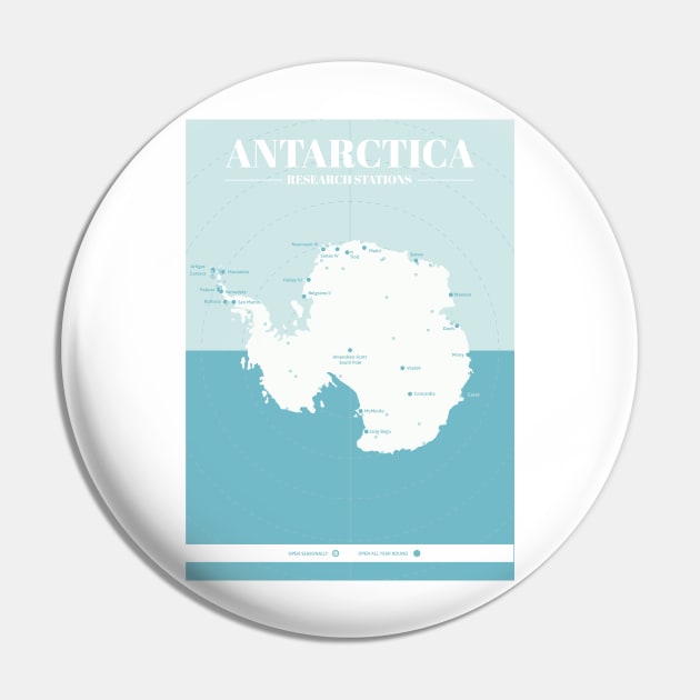 Antarctica Research Stations Map - Antarctica - Pin | TeePublic Antarctica Research Stations Map - Antarctica - Pin | TeePublic