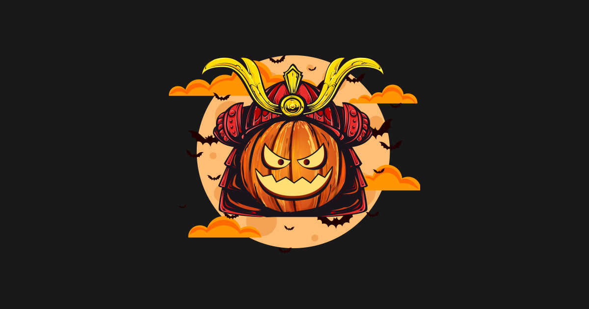 Samurai Pumpkin Funny Halloween - Samurai Halloween - T-Shirt | TeePublic