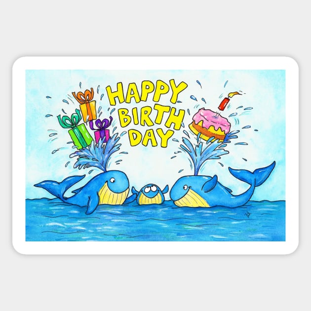 Happy Birthday Whales - Happy Birthday - Sticker | TeePublic