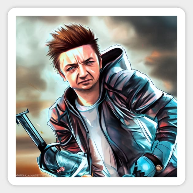 Anime illustration of Jeremy Renner - Anime Art - Sticker | TeePublic