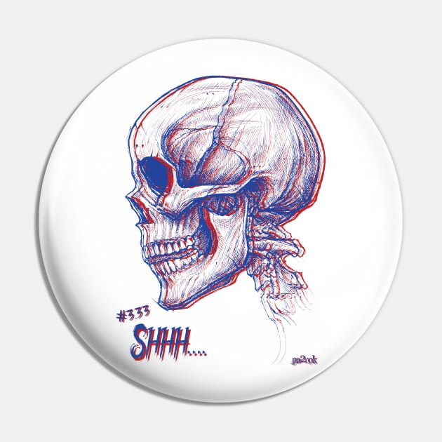 Retro Quiet Skull - Skull - Pin | TeePublic