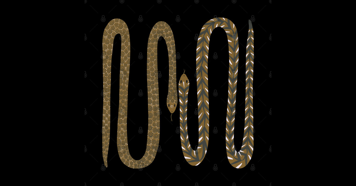 Two Decorated Curvy Snakes - Snakes - Sticker | TeePublic