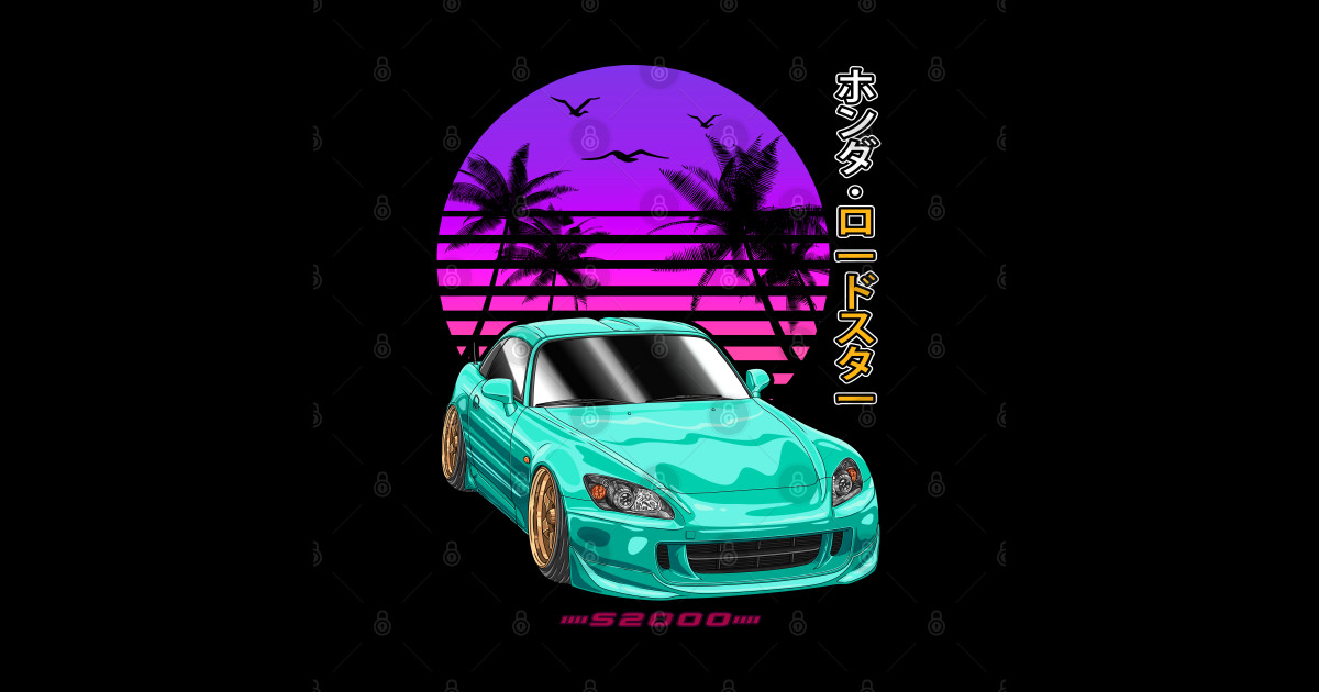 JDM Green Honda S2000 Roadster Sunset Palm Beach - S2000 - Posters and ...