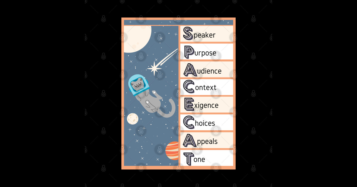 SPACECAT Rhetorical Analysis Poster - Aplang - Sticker | TeePublic