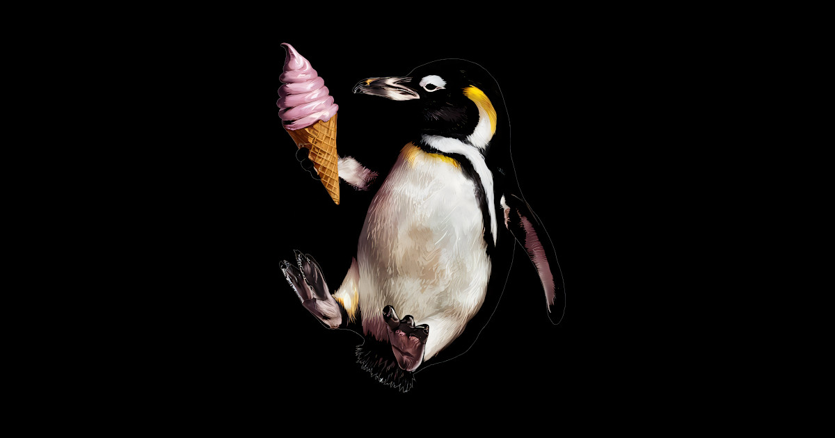 Cute Penguin Eating Ice Cream – Fun Summer Design - Penguin Eating Ice ...