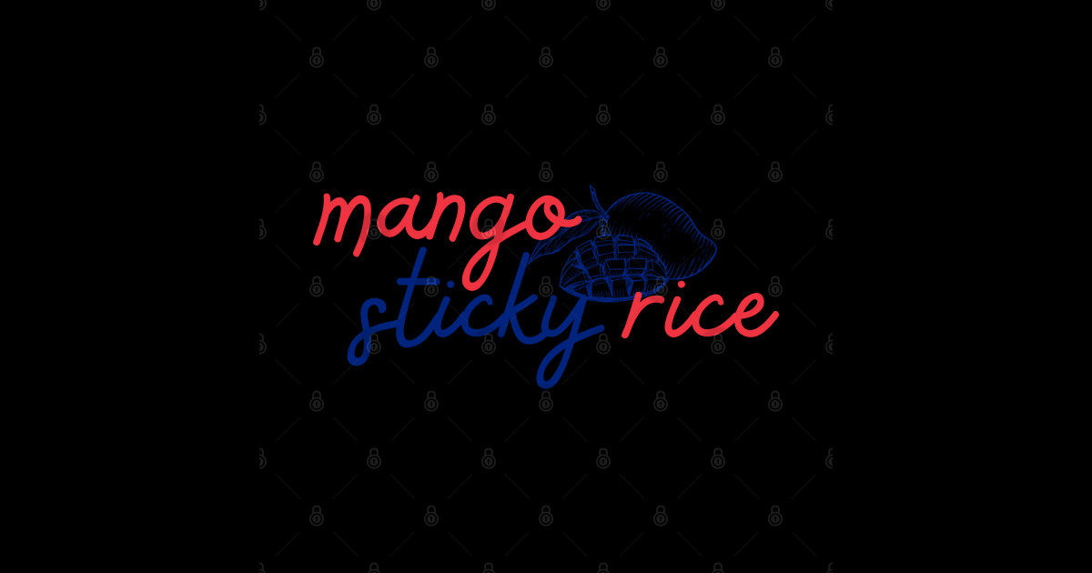 mango sticky rice - Thai red and blue - Flag color - with sketch ...