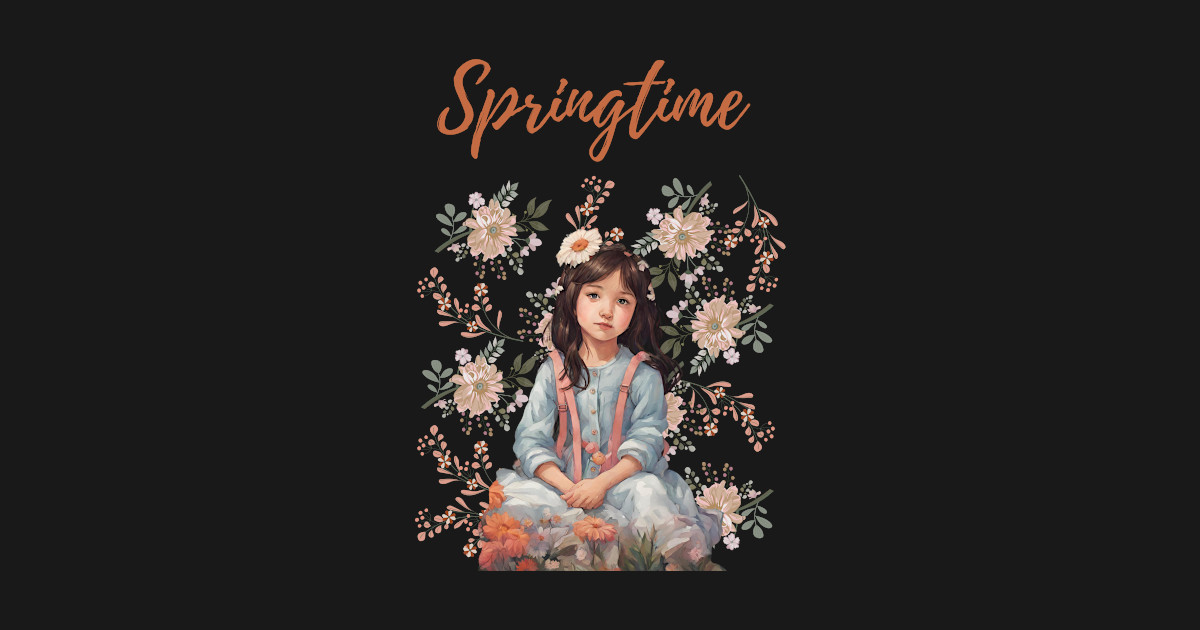 Springtime Girl Surrounded By Flowers - Gift For Her - T-Shirt | TeePublic