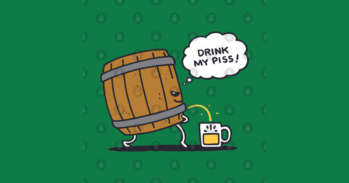 Funny Cute Beer Pissing Original Drinking Cartoon For Beer Drinkers ...