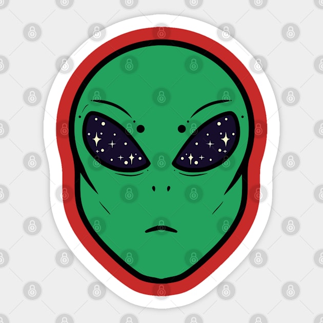 Green Alien Face - Alien - Sticker | TeePublic