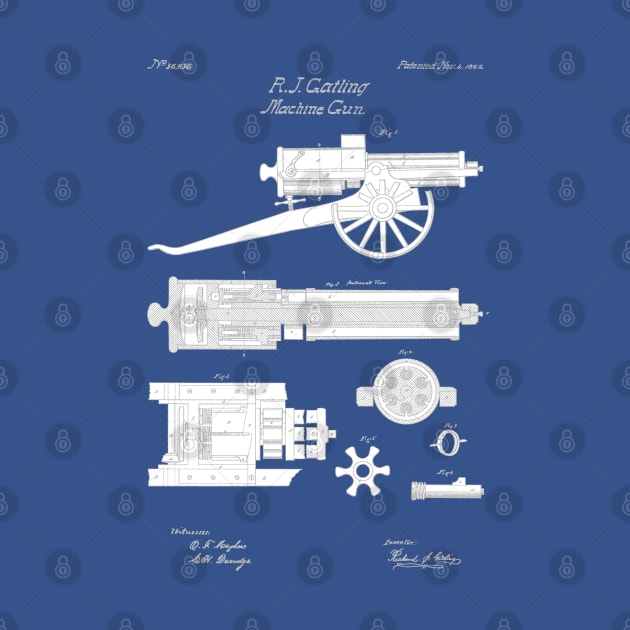 Gatling Gun Patent - 1862 Machine gun - ABpng - Gatling Gun - T-Shirt ...
