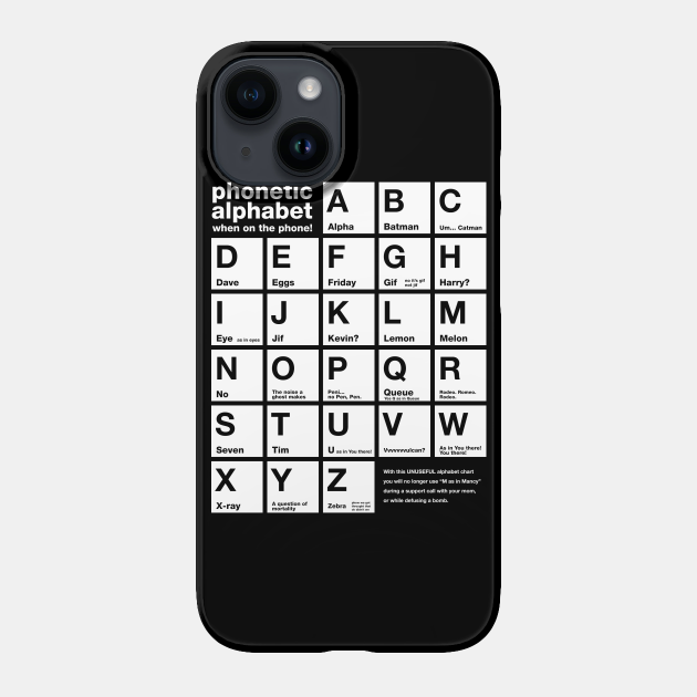 Funny Phonetic Alphabet Chart When On The Phone - Phonetic - Phone Case ...