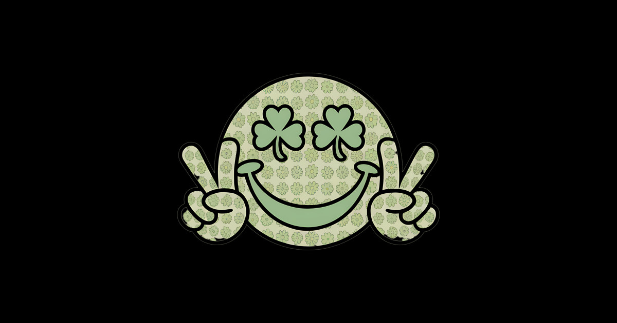 Groovy Shamrock Smile Face St Patricks Day Men Kids - Groovy Shamrock ...