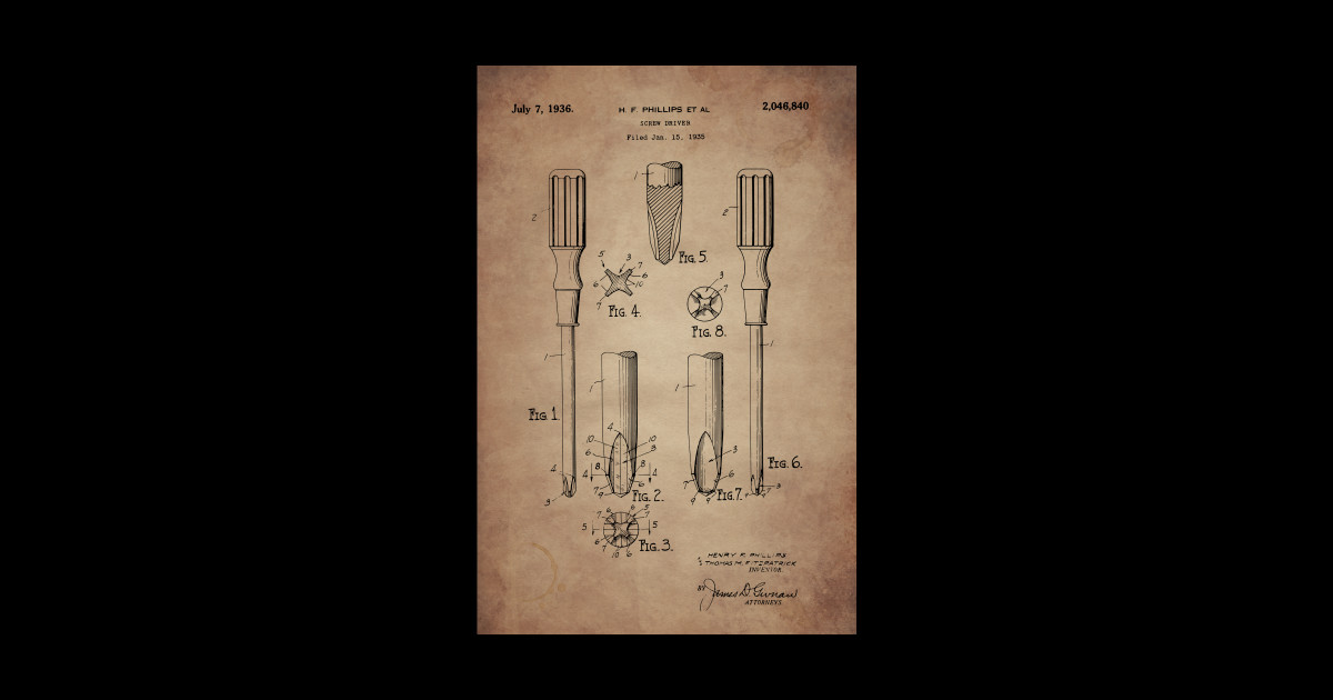 Vintage screw driver patent - Vintage Screw Patent - Magnet | TeePublic