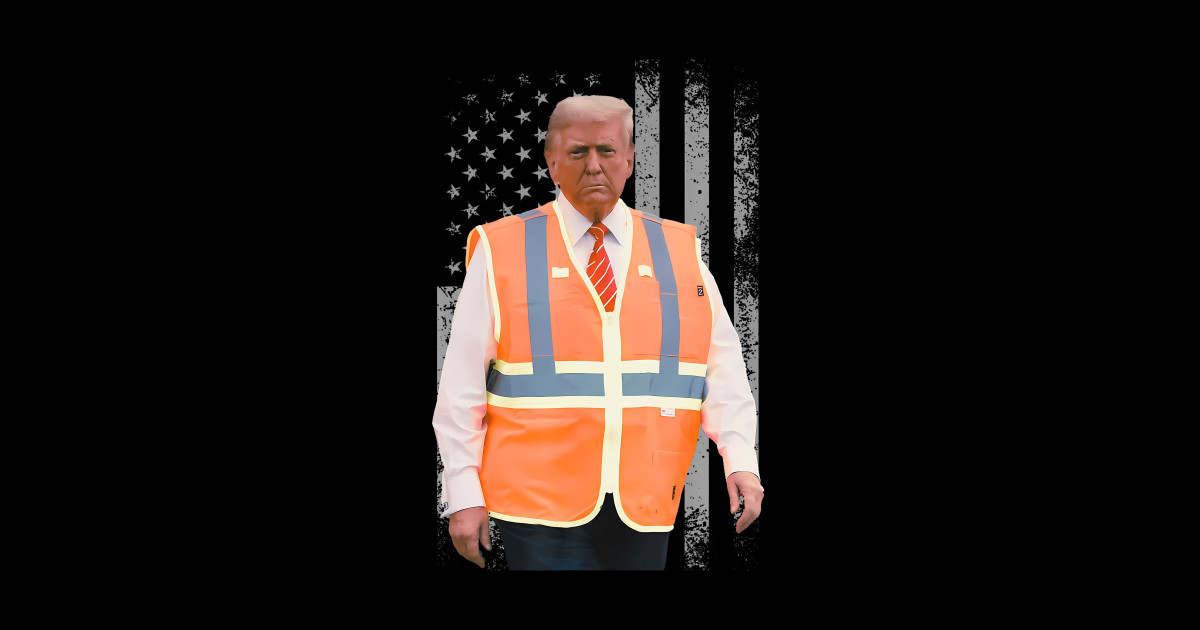 President Trump Garbage Truck Worker Vest Usa Flag Maga 2025 - Trump ...