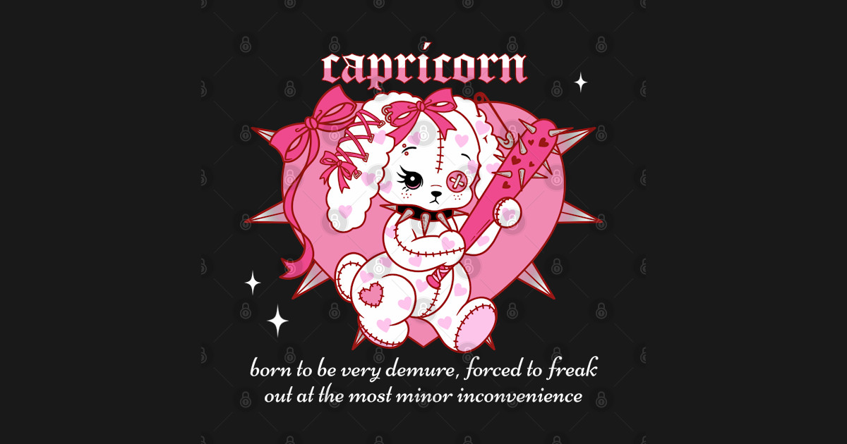 capricorn emo plushee bunny - Capricorn Zodiac Sign - T-Shirt | TeePublic