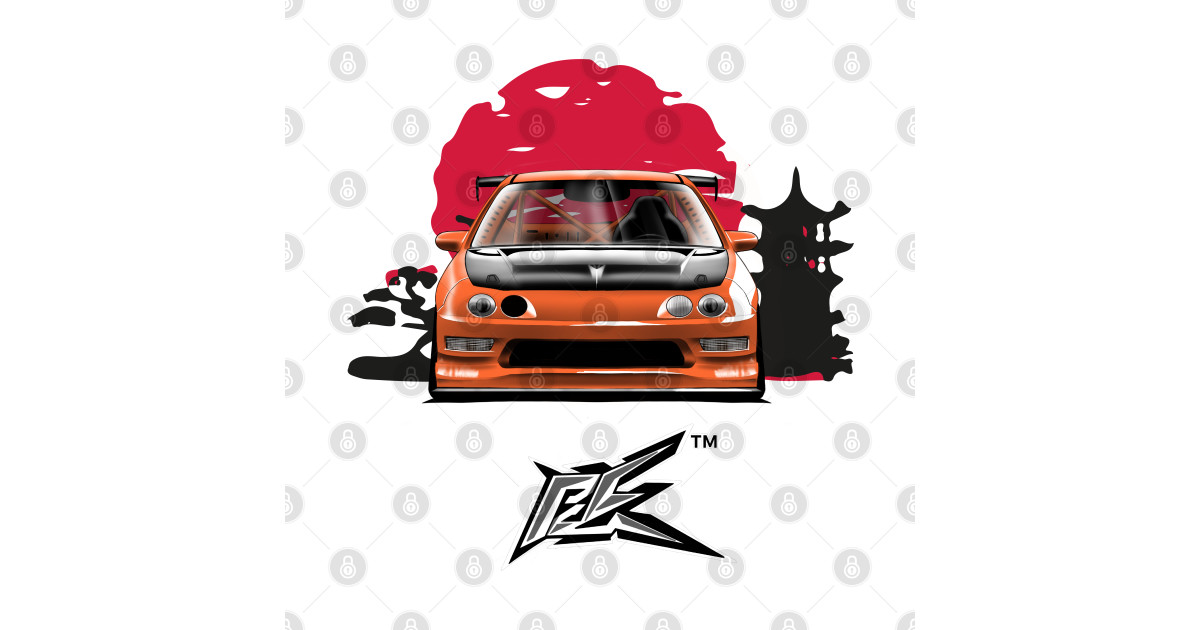 integra type r racecar lowered orange - Acura Integra - T-Shirt | TeePublic