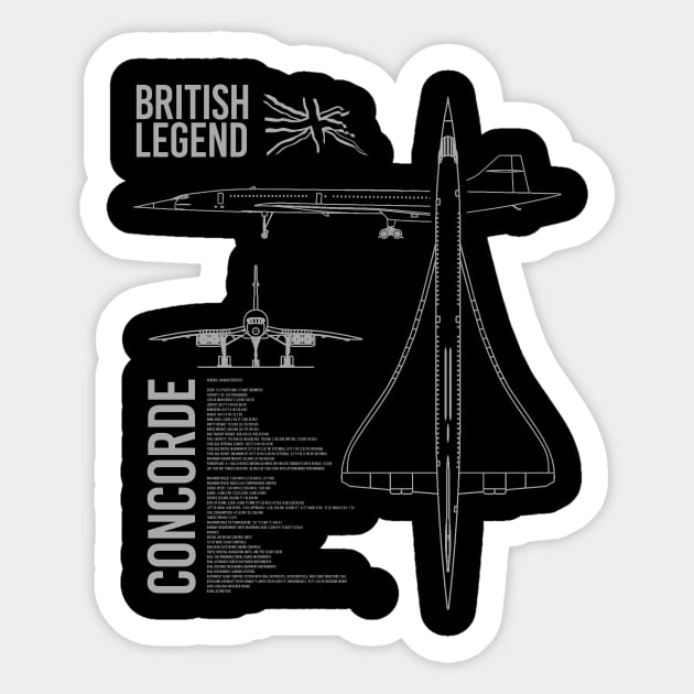 Concorde Passenger Jet Aircraft Blueprint - Concorde - Sticker | TeePublic