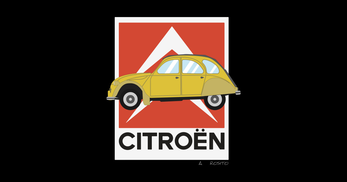 Citroen 2CV illustration vith logo - Citroen 2cv - Sticker | TeePublic