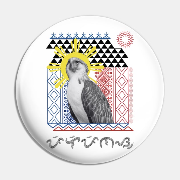 Philippine Eagle / Baybayin word Pilipinas (Philippines) - Philippines Flag Proud Filipino - Pin ...