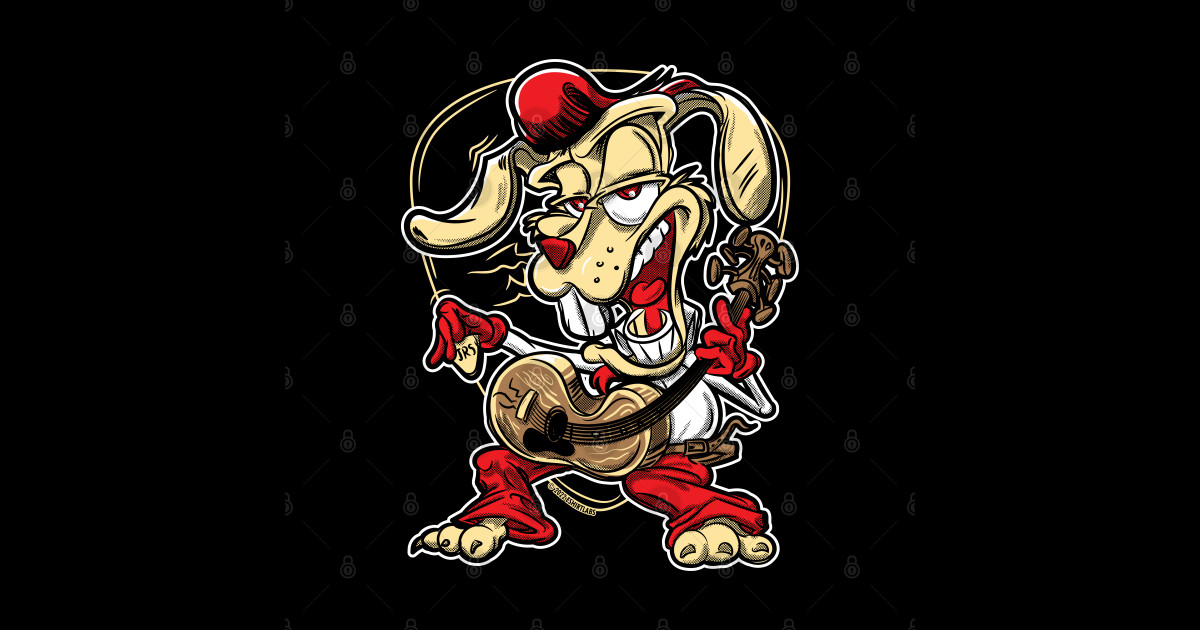 Rock-A-Billy Rabbit on guitar with pompadour - Rock A Billy Rabbit ...