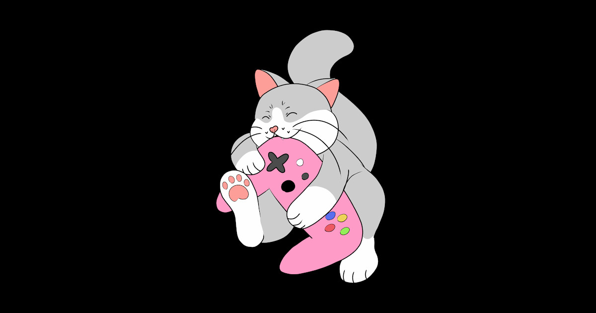 Gamer Cat Pink - Gamer Cat - Sticker | TeePublic