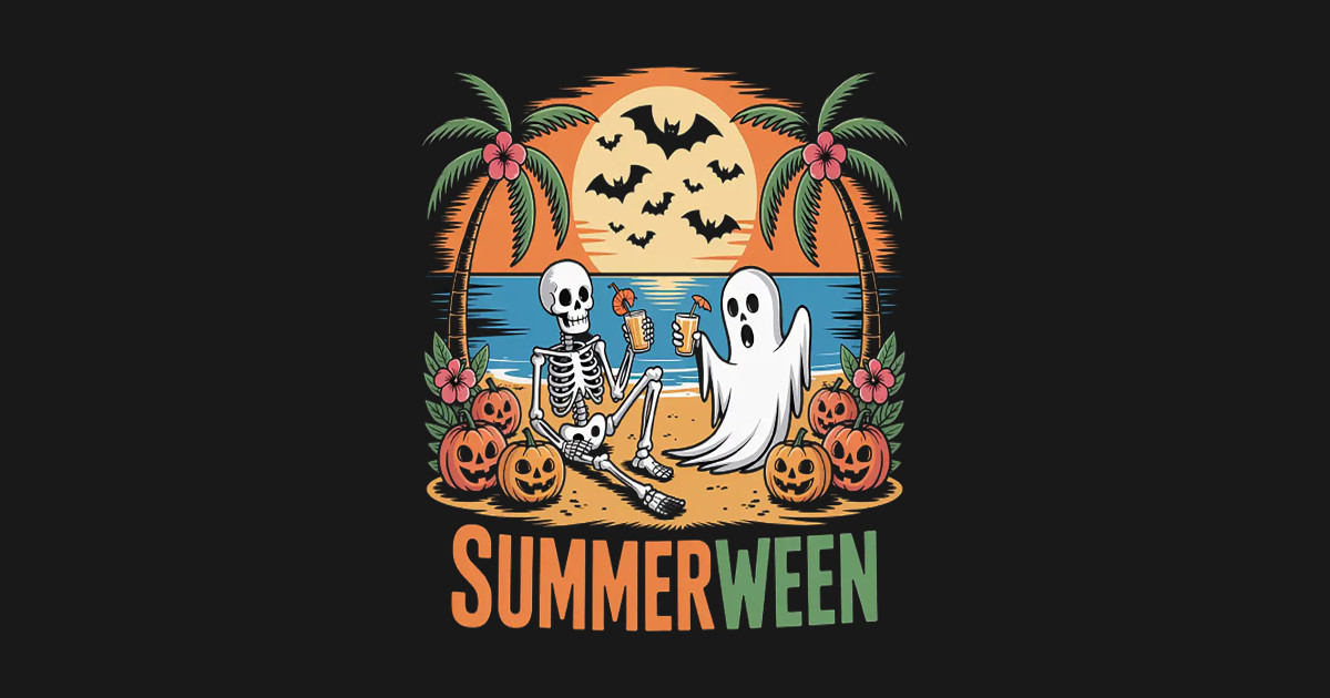 Summerween Skeleton Ghost Beach Spooky Halloween - Summerween Skeleton ...