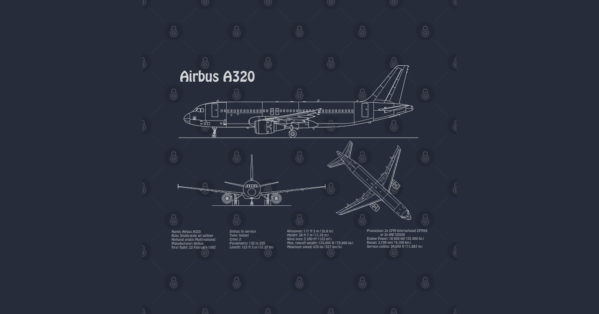 Airbus a320 Airplane Blueprint Plan - ADpng - Airbus A320 - Tank Top ...