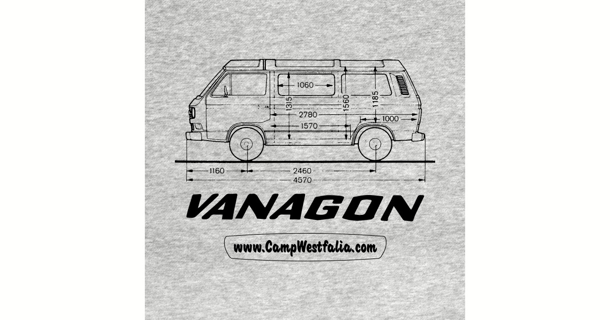 Vanagon Technical Drawing, light - T3 Vanagon Westfalia - T-Shirt ...