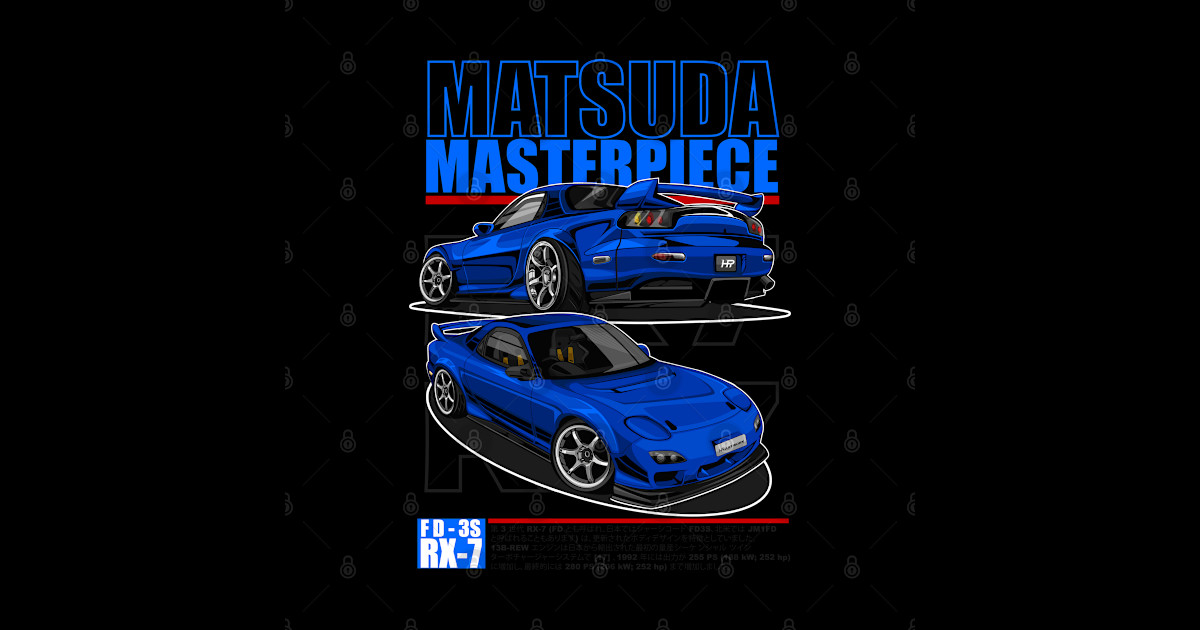 JDM LEGEND MAZDA RX-7 (BLUE) - Mazda Rx7 - Sticker | TeePublic