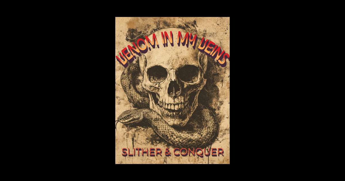Venom in My Veins-Slither & Conquer Goth skull design - Skull - Sticker ...