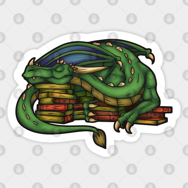 Library Dragon - Dragon - Sticker | TeePublic