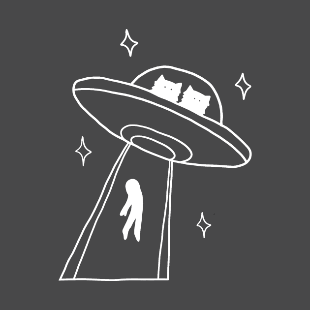 cat alien abduction line art - Cat Lover Gift - T-Shirt | TeePublic