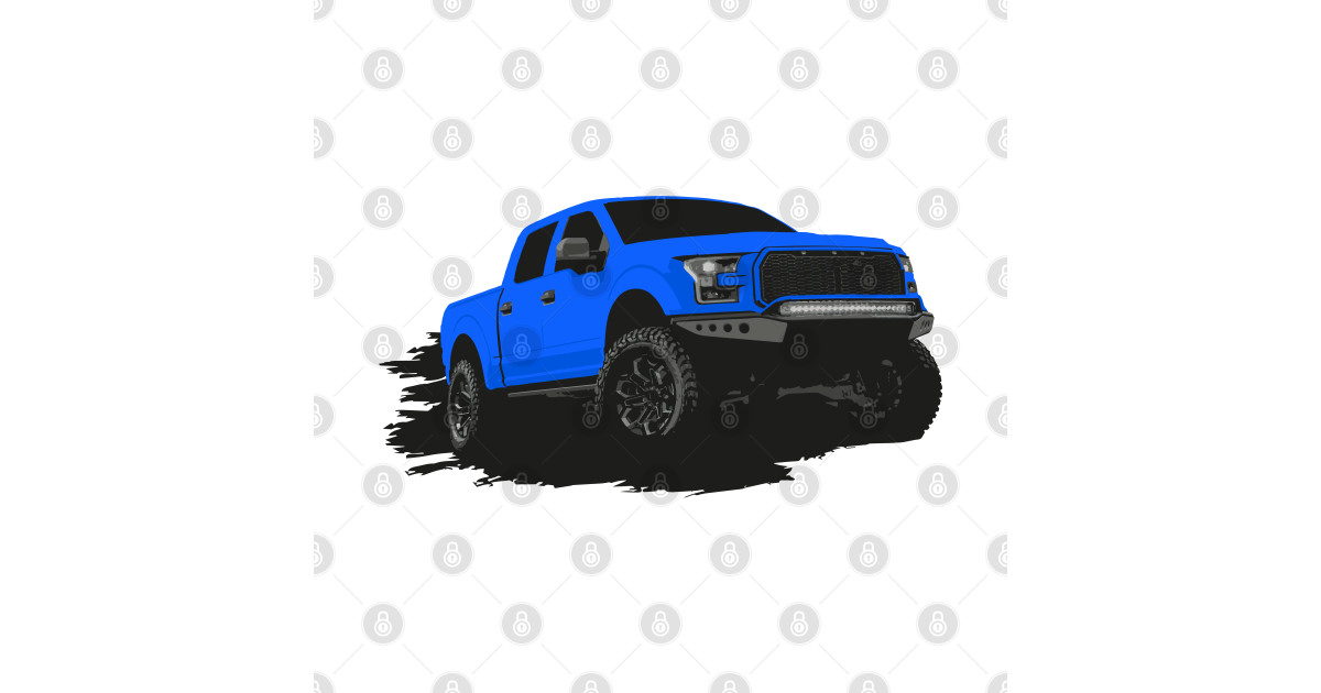 Lifted Blue Raptor pickup - Ford F150 - T-Shirt | TeePublic