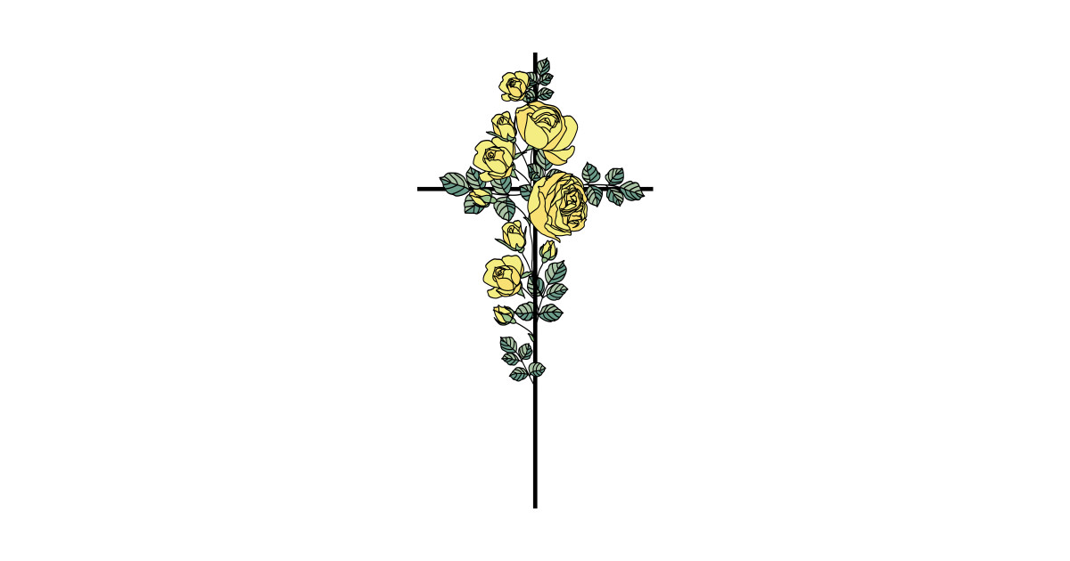 Christian Cross with Yellow Roses - Cross - T-Shirt | TeePublic