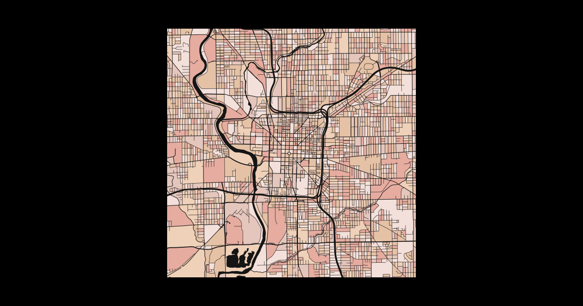 Indianapolis Map Pattern in Soft Pink Pastels - Indianapolis Map ...