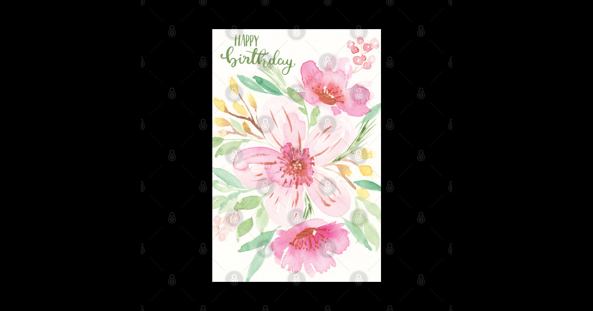 Happy Birthday Watercolor Bouquet | Watercolor Greeting Card ...