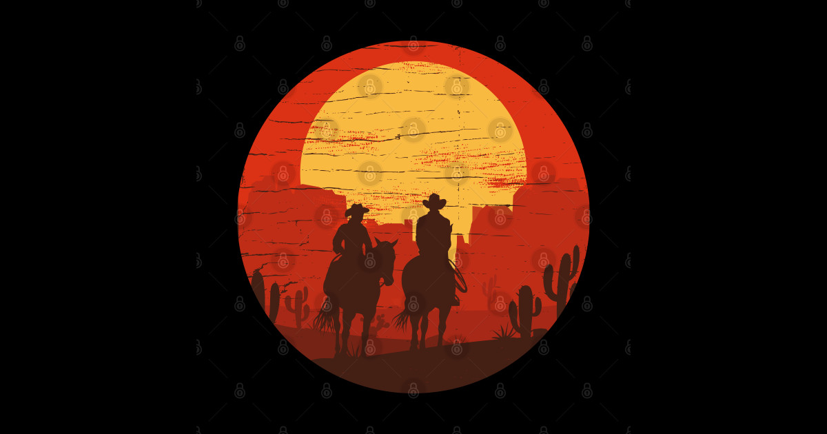 Cowboys of the Wild West - Circle - Cowboys - Sticker | TeePublic