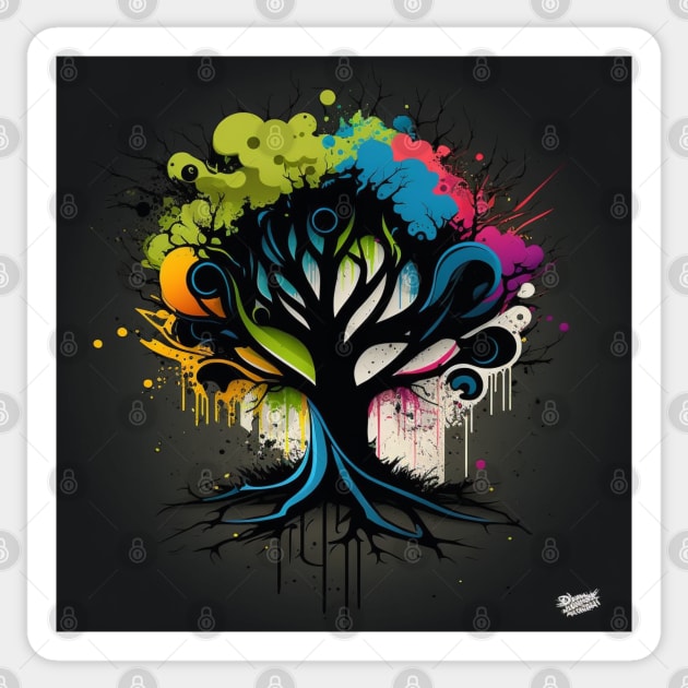 Cosmic Tree Splatter Paint - Tree - Sticker | TeePublic