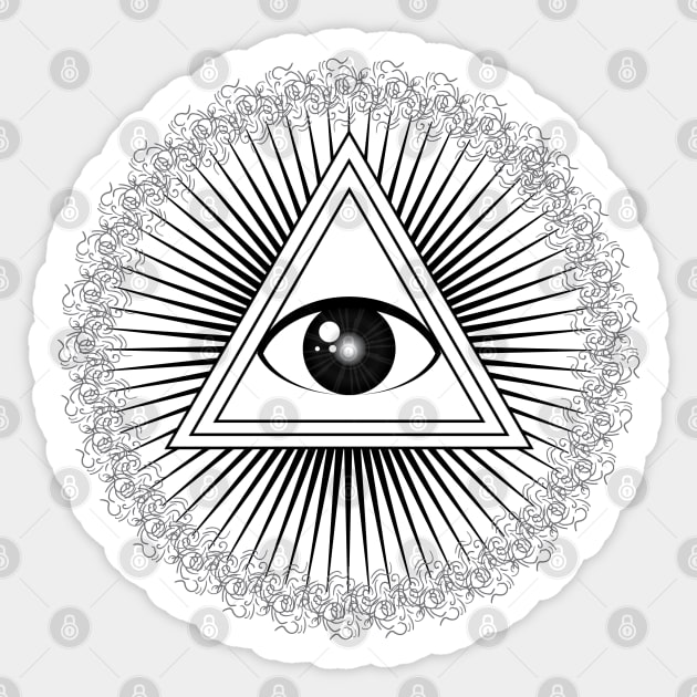 All seeing eye with rays of light and delta symbol - Eye - Sticker ...