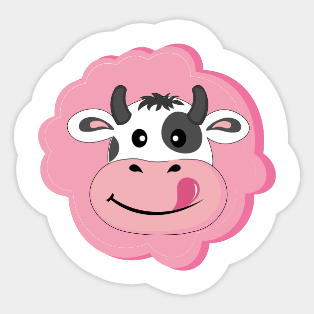 Cow Face - Cow Face - Sticker | TeePublic